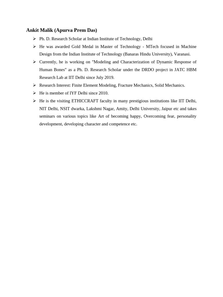 Ankit Malik Introduction | PDF