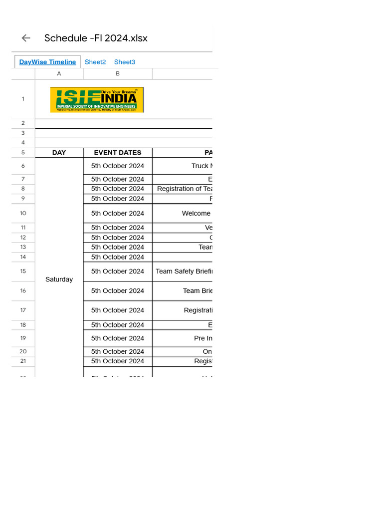 Schedule - FI 2024.Xlsx - Google Drive | PDF