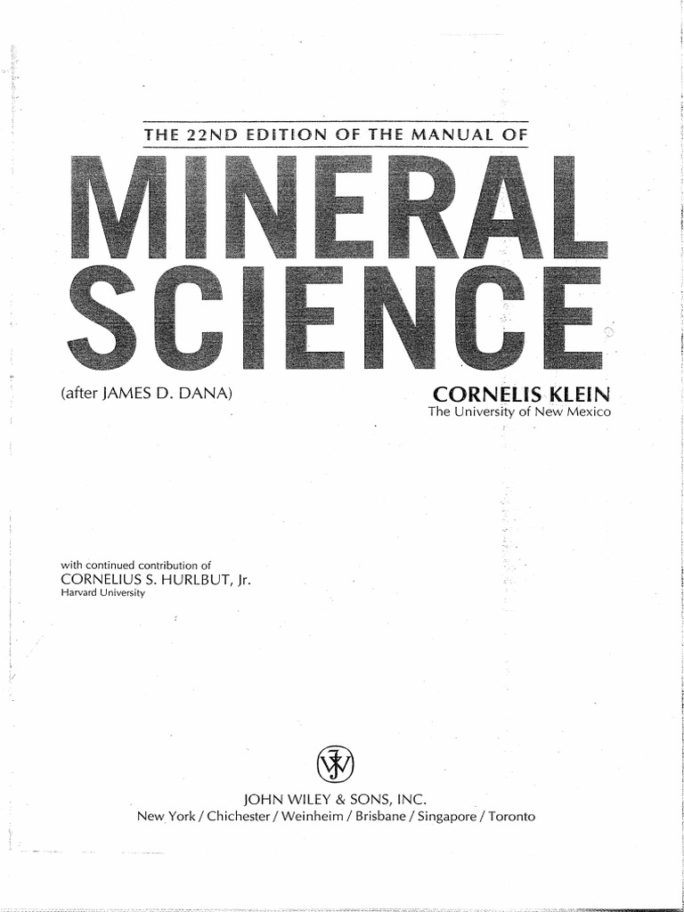 Klein (Manual of Mineral Science) | PDF