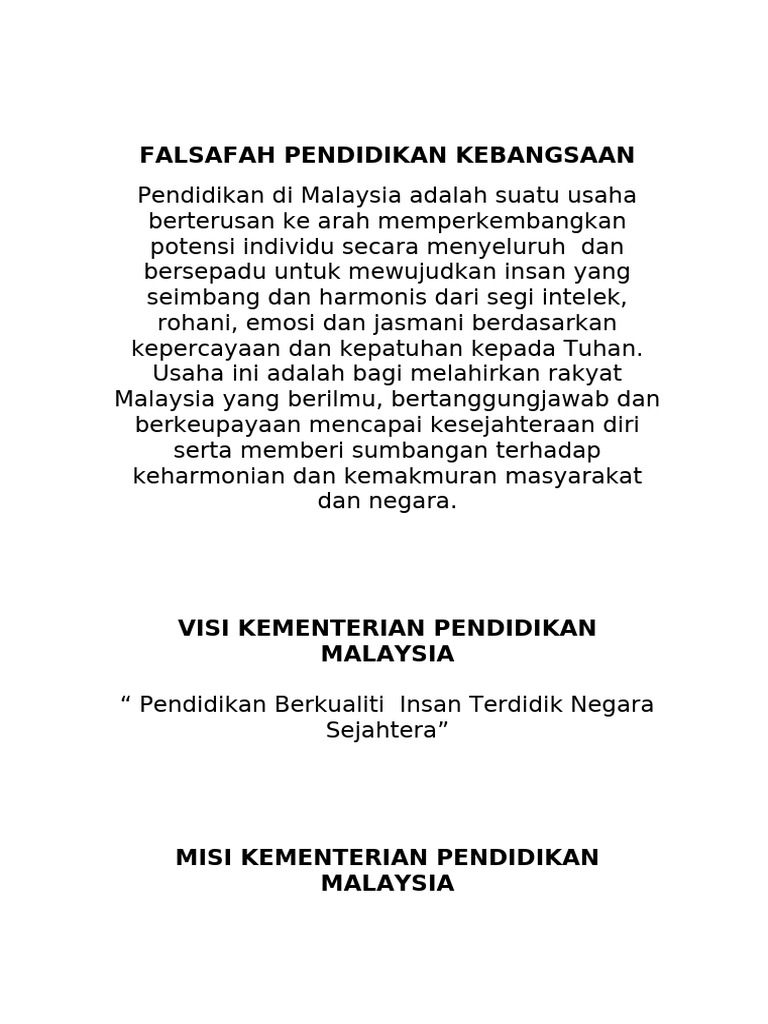 Falsafah Pendidikan Kebangsaan Pdf