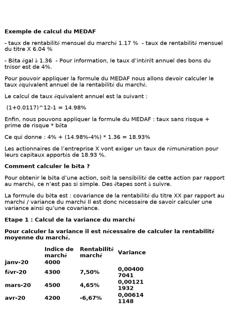 Exemple MEDAF CML SML | PDF