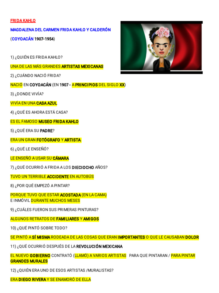 FRIDA KAHLO - Resumen | PDF