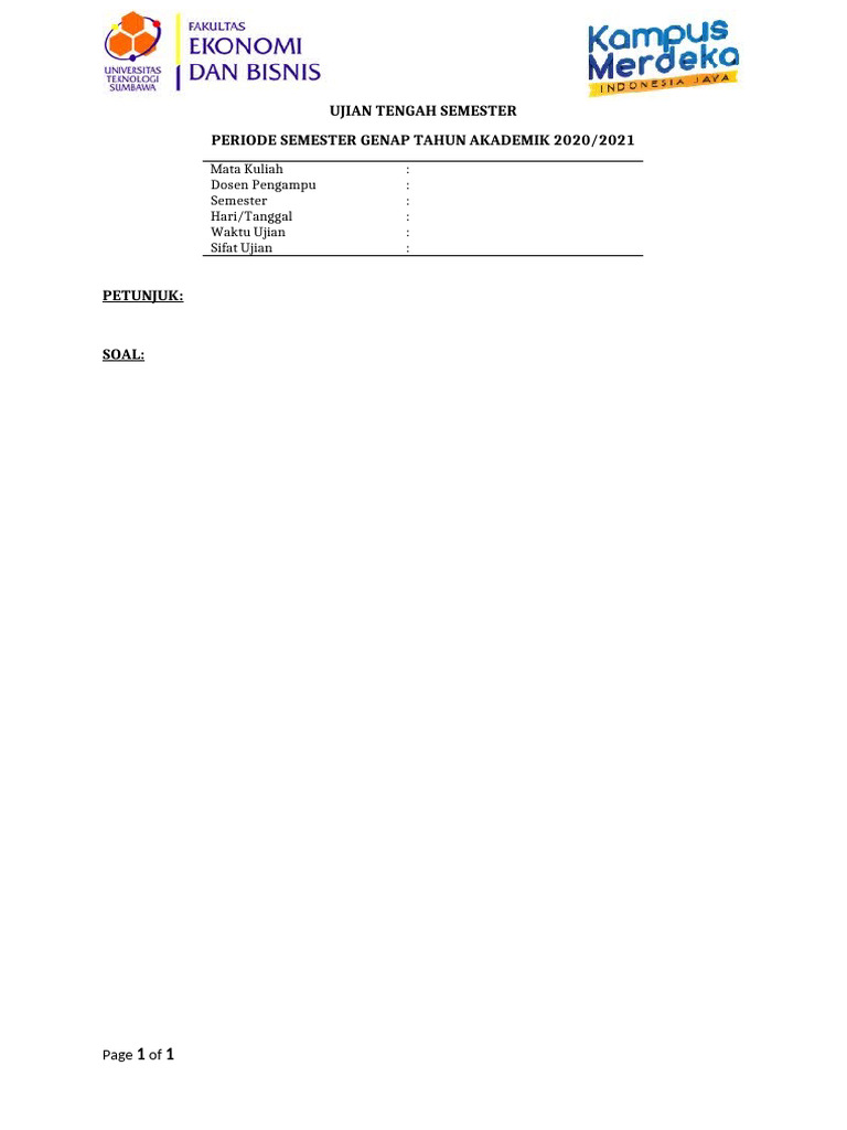 Template Soal UTS | PDF