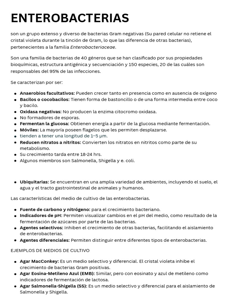 ENTEROBACTERIAS | PDF | Las bacterias | Ciencia y matemáticas