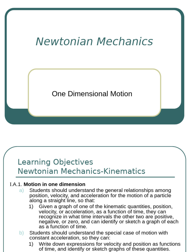 Kinematics One Dimension | PDF