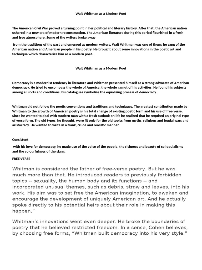 Writing Style of Whitman | PDF