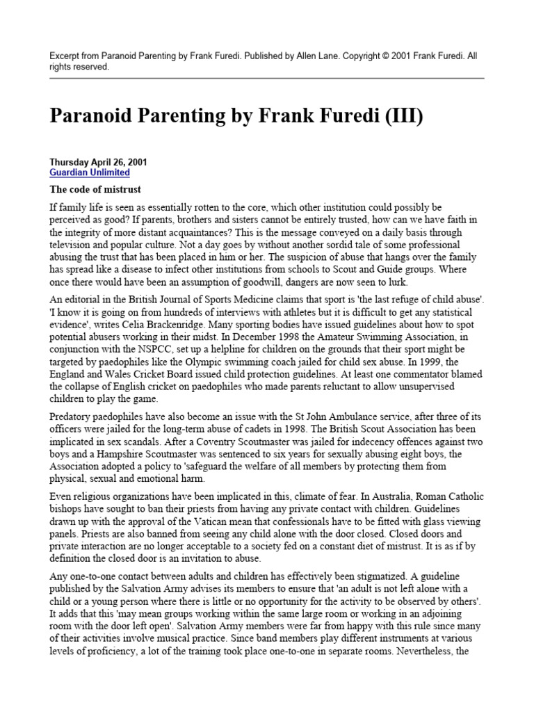 Paranoid Parenting | PDF