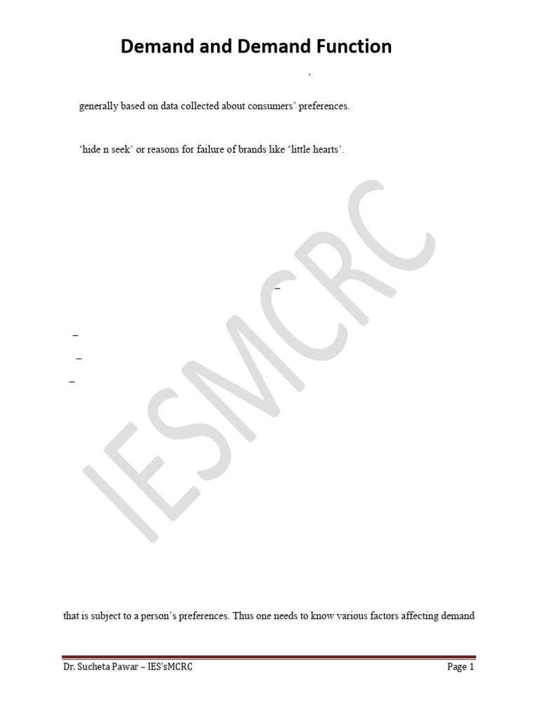 Demand And Demand Function Pdf