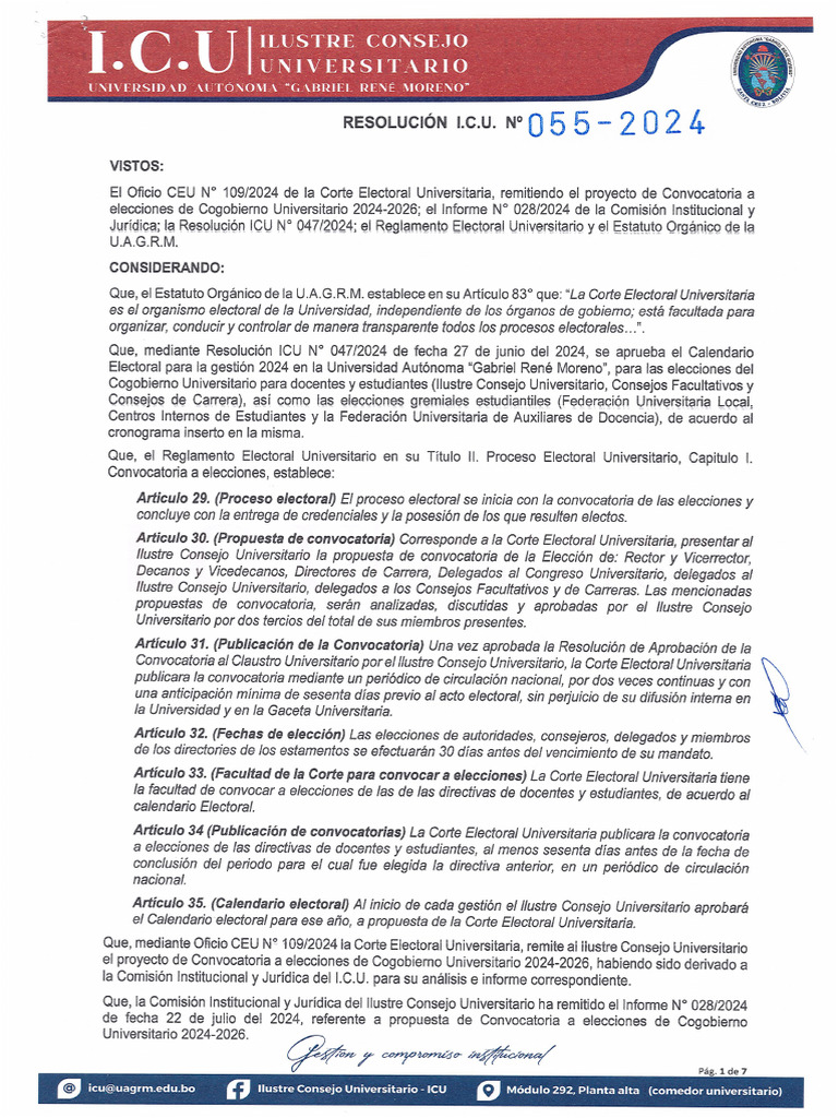 Resolucion Icu n055 2024 | PDF