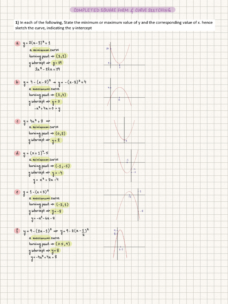 Quadratics Homework 1 | PDF