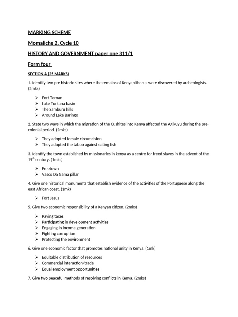 Hist pp1 Ms | PDF | Kenya | Government