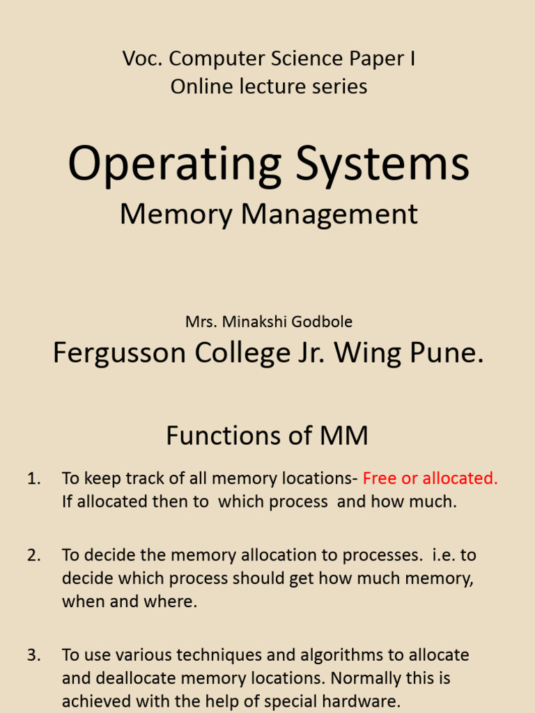 Memory Management (MM) | PDF | Computer Data Storage | Process (Computing)