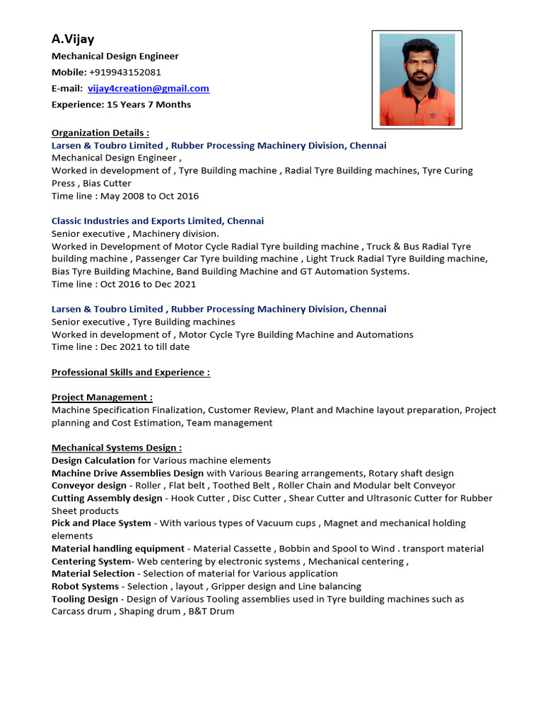 Vijay - Mechanical Design Resume - 20112023 | PDF
