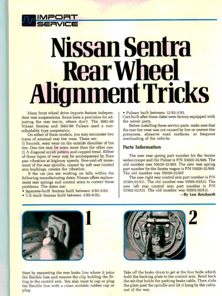 Nissan Sentra Rear Wheel Alignment Tricks | PDF