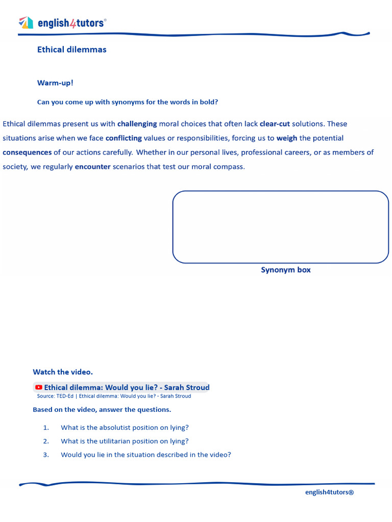 Ethical Dilemmas - Student's Version | PDF | Social Psychology | Psychology