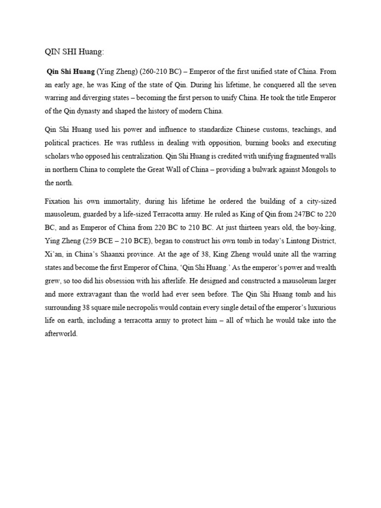 Qin Shi Huang | PDF