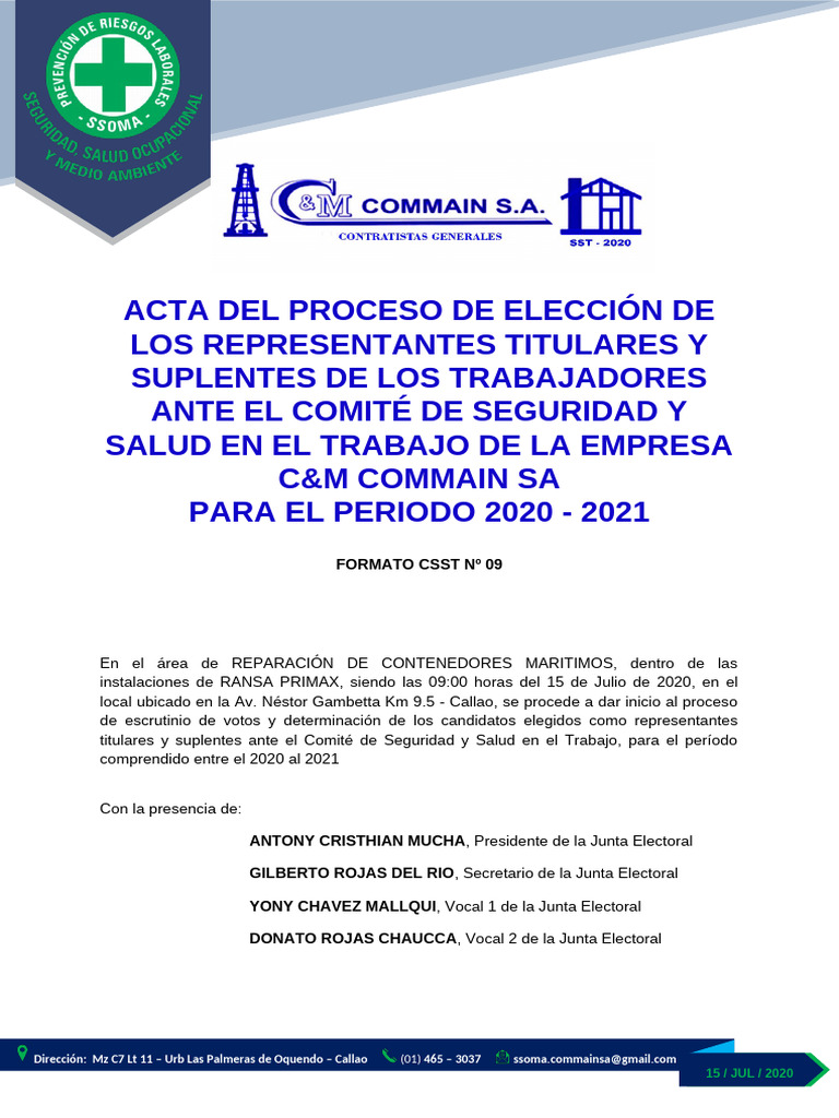 Acta Del Proceso de Elección Del CSST | PDF