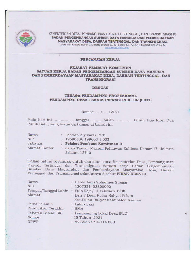 HENKI AMRI YOHANNES SIREGAR - PLD - P. RAKYAT - SPK & LAMPIRAN 2021 - Compressed | PDF