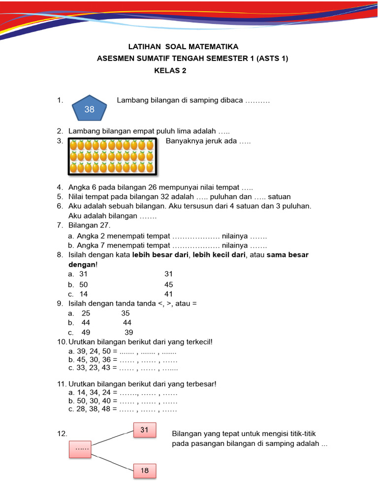 LATIHAN SOAL MATEMATIKA ASTS 1 | PDF