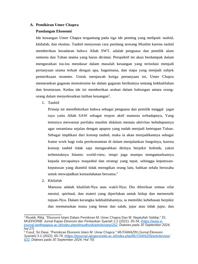 Pemikiran Umer Chapra | PDF