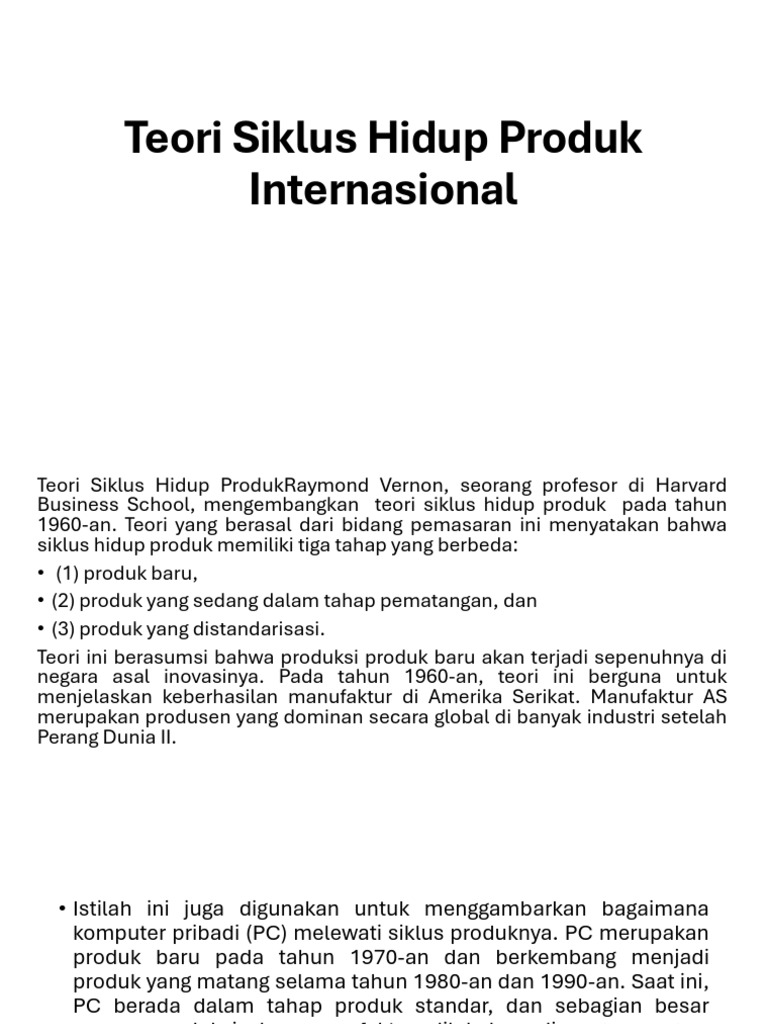 Teori Siklus Hidup Produk Internasional | PDF