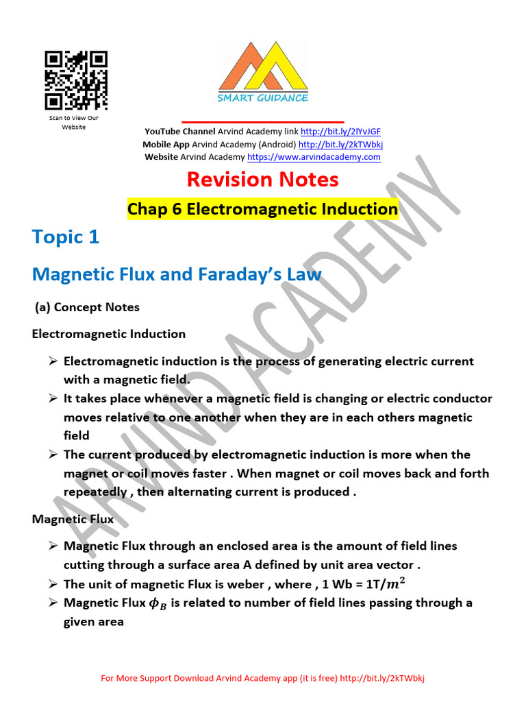 Chap 06 Electromagnetic Induction (Revision Notes ...