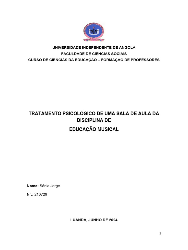 Plano de Aula de Educação Musical | PDF