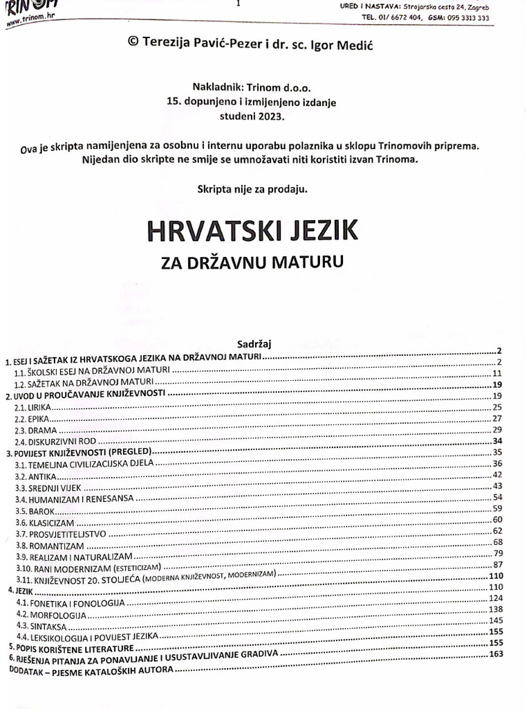skripta hrvatski 20232024 | PDF