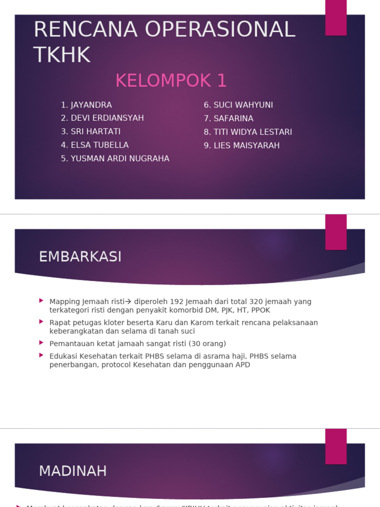 RENCANA OPERASIONAL TKHK - Kelompok 1 | PDF