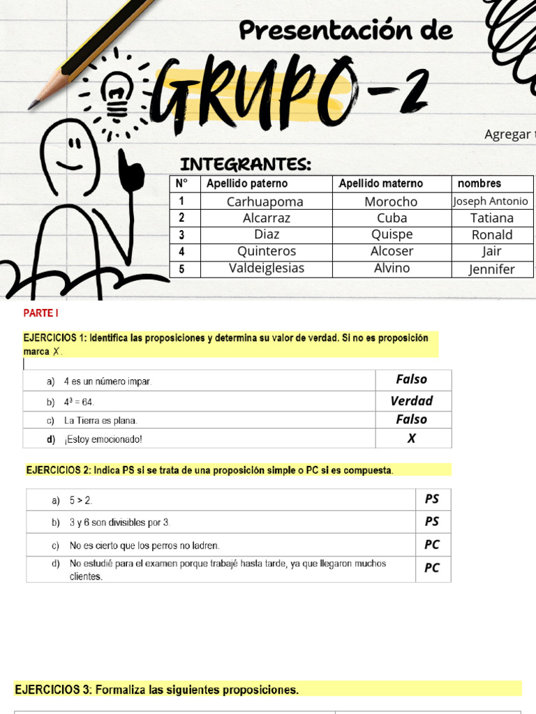 Proposiciones-Grupo 2 | PDF