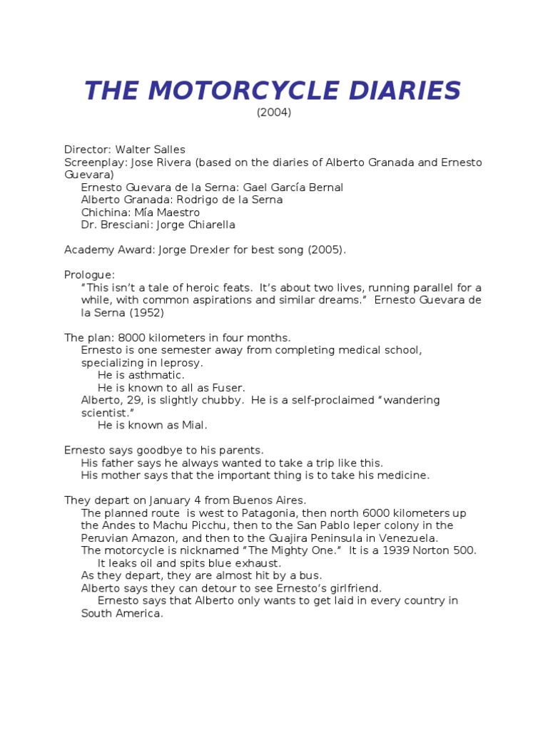 Motorcycle Diaries | PDF
