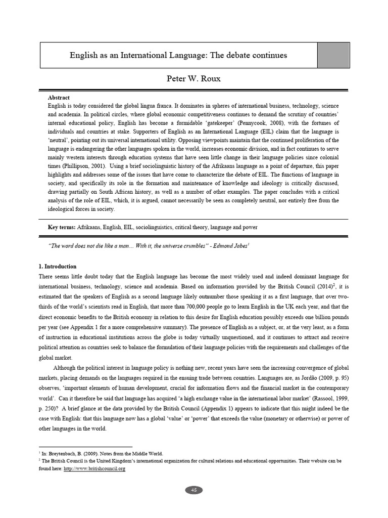 Peter W Roux English | PDF