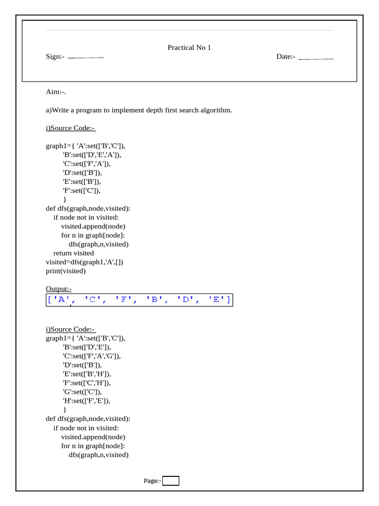 Practical No 1 | PDF