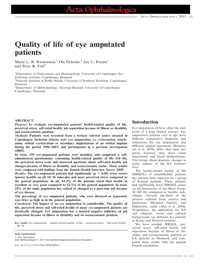 13 Quality of Life of Eye Amputated Patients - 2012 | PDF