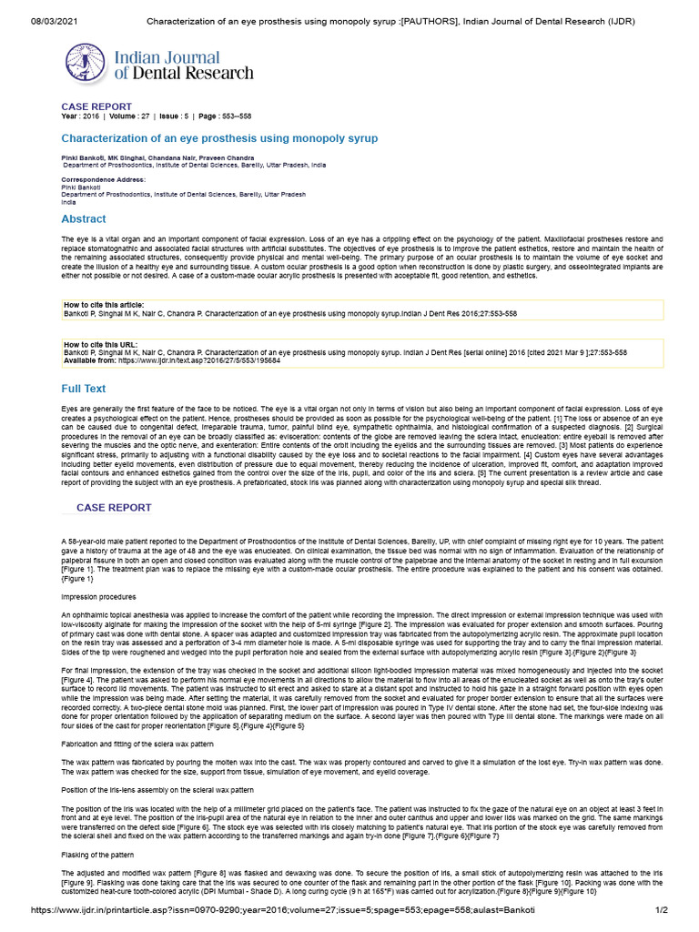 21 Characterization of An Eye Prosthesis Using Monopoly Syrup - 2016 | PDF