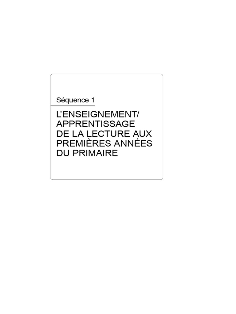 Livret2 Lect Ecriture Seq1 Enseignement Lect 3 Ans Prim | PDF