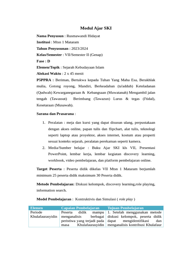 Modul Ajar SKI Wann | PDF