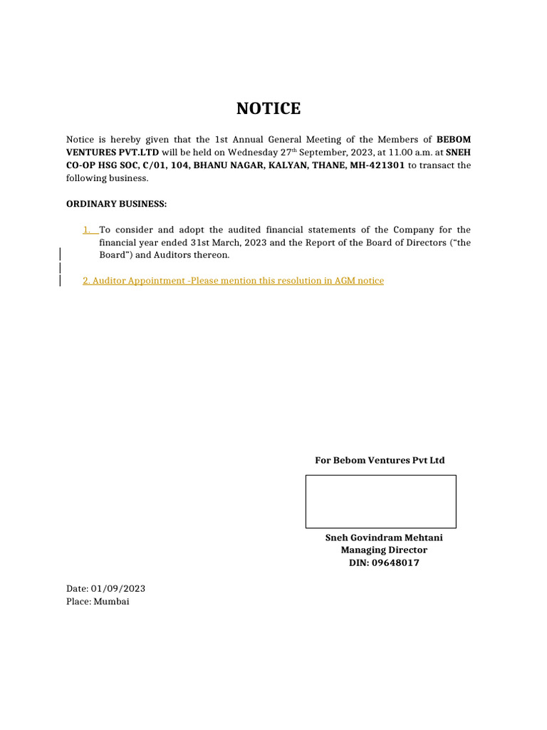 3. AGM Notice- New | PDF