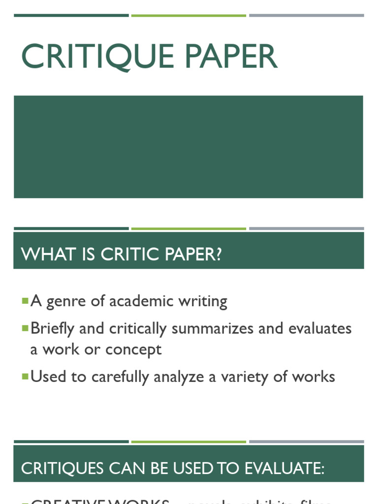 Critique Paper | PDF