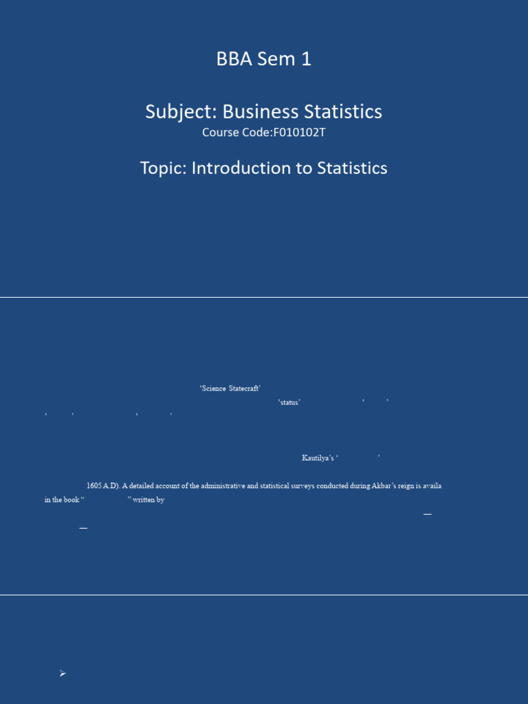 Introduction To Statistics. | PDF