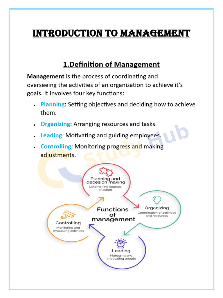 Introduction To Management Notes | PDF