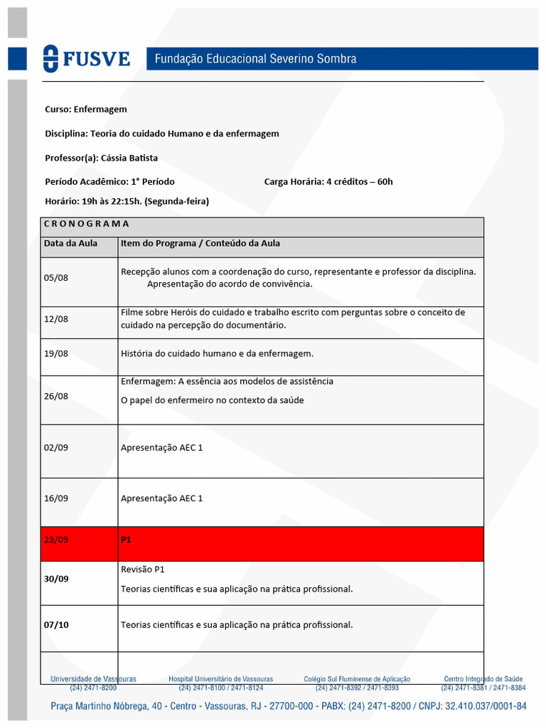 CRONOGRAMA DISCIPLINA TCHE Atualizado Assinado | PDF