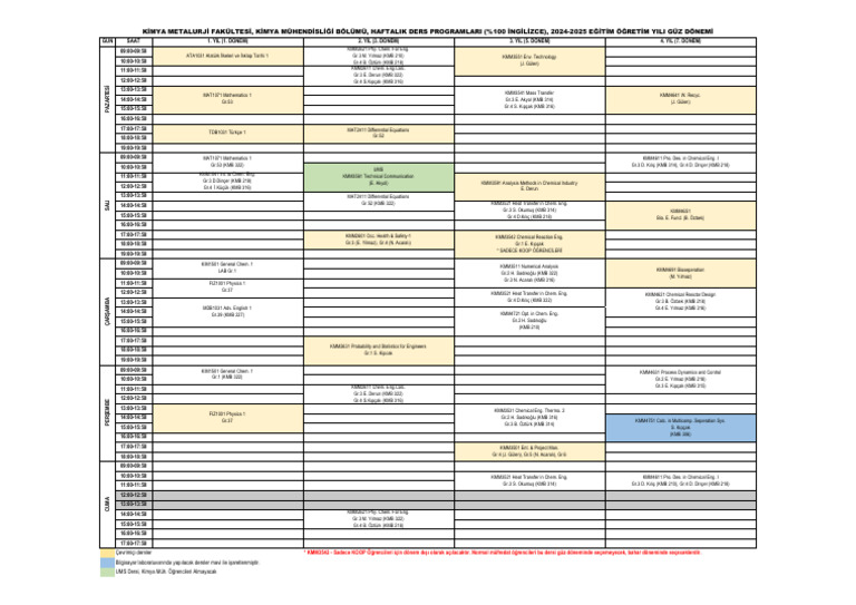 Ders Programi 2024 2025 Guz - v1.7 - 100 | PDF