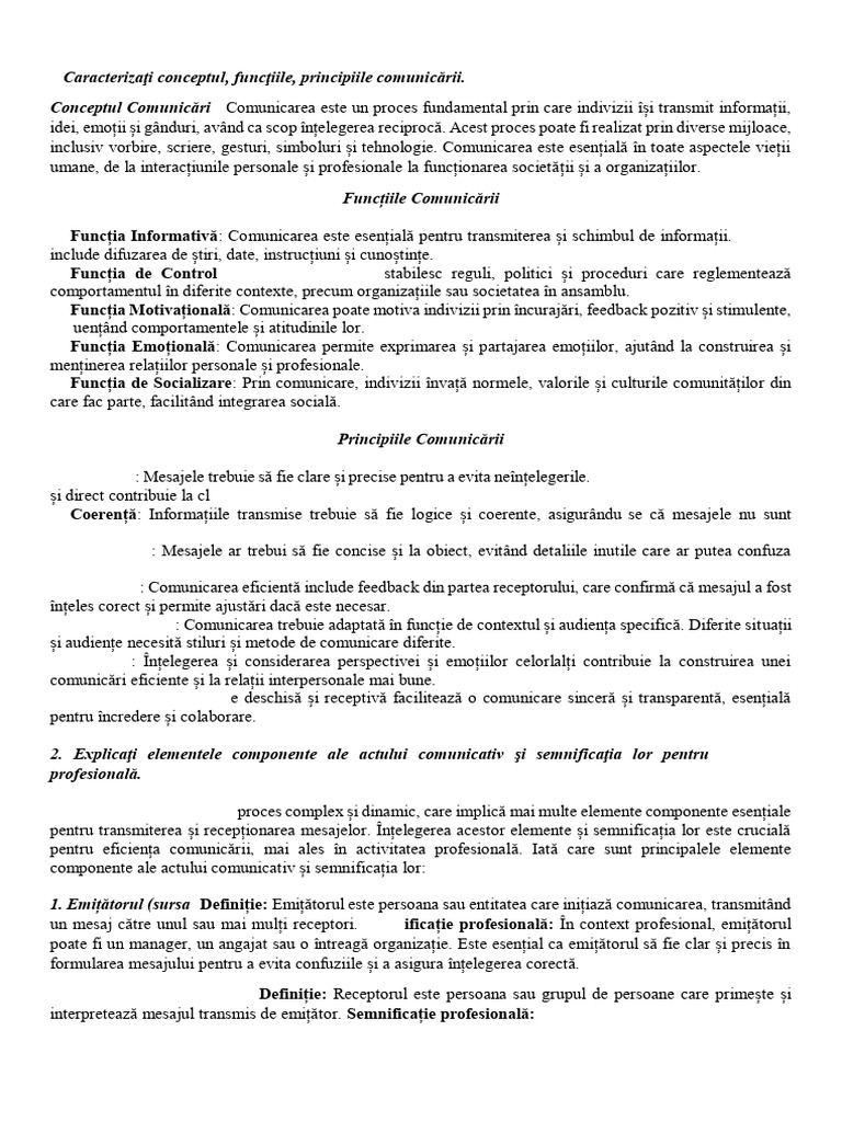 Chestionar Psihologia Comunicarii | PDF