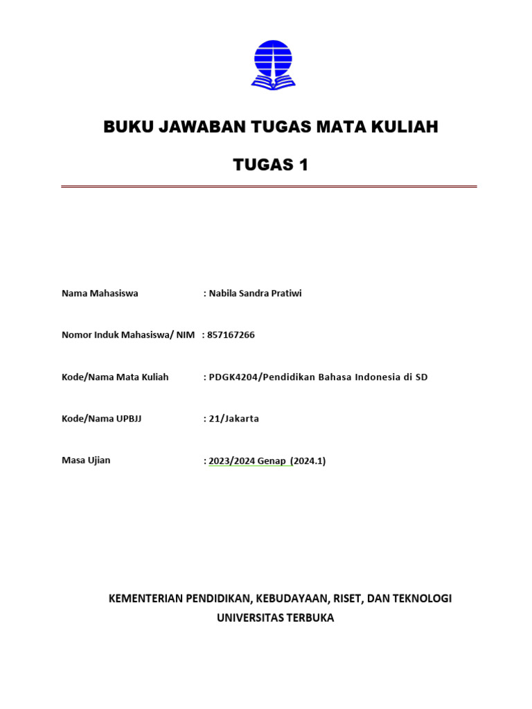 PDGK4204 TMK 1 Pend Bahasa Indonesia | PDF