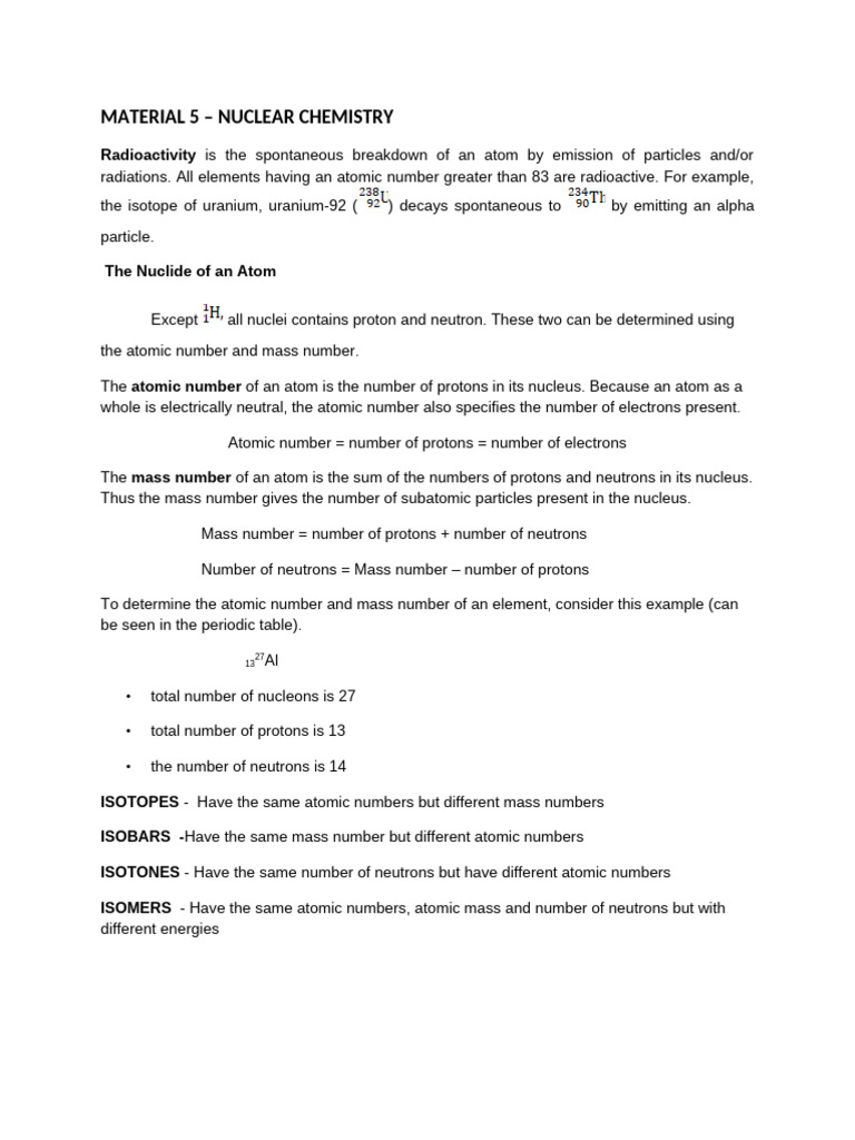Material 5 (Nuclear Chemistry) | PDF
