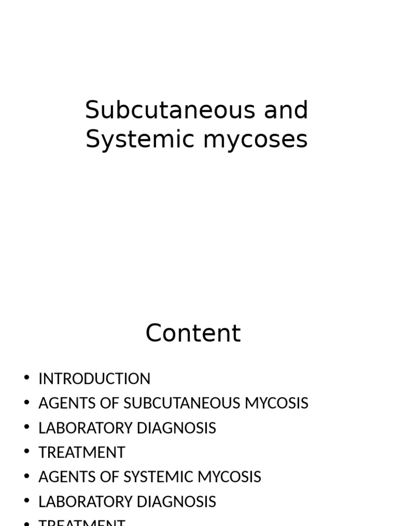 3 Subcutaneous and systemic mycoses | PDF