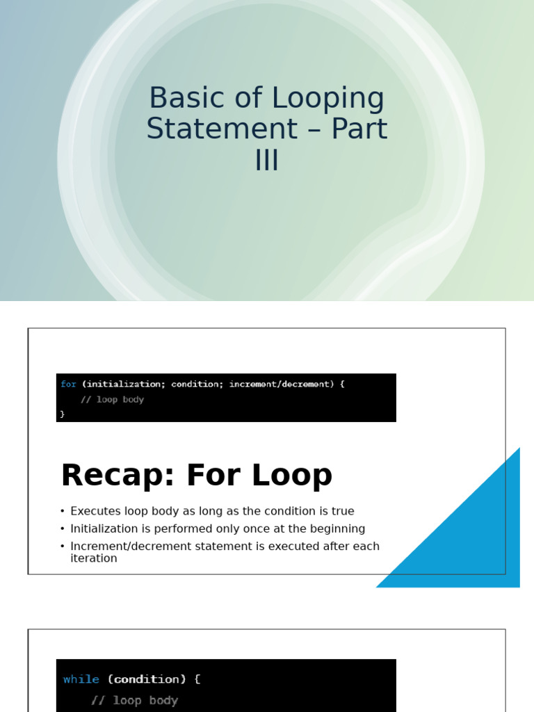 Basic of Looping Statement - Part III | PDF