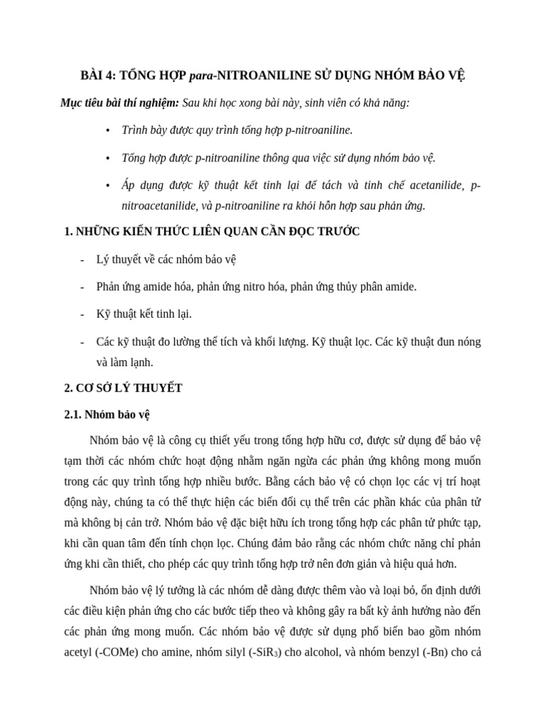 05a - BÀI 4 T NG H P PARA-NITROANILINE | PDF