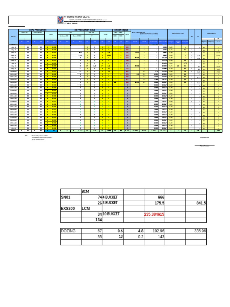 Form Report Produksi Lengkap | PDF